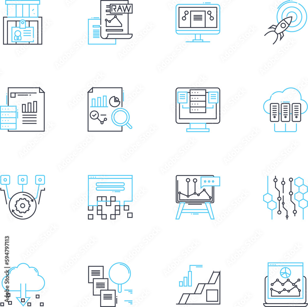 Data visualization linear icons set. Graphs, Charts, Infographics ...