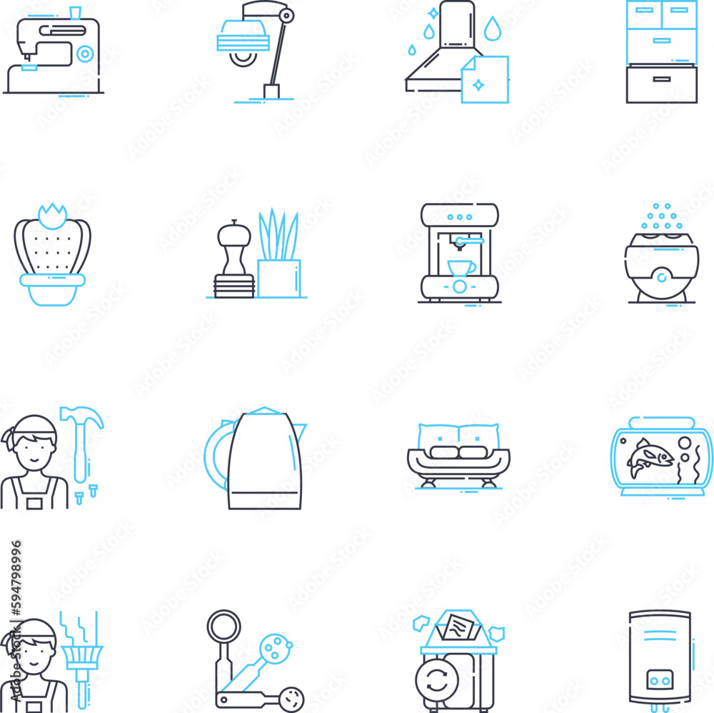 Vector de Stock Family gathering linear icons set. Reunion, Celebration ...