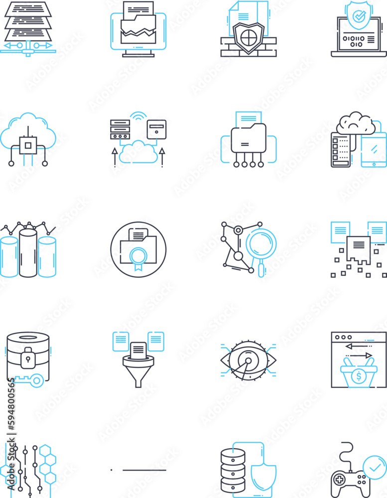 Colossal facts linear icons set. Gigantic, Monumental, Enormous ...