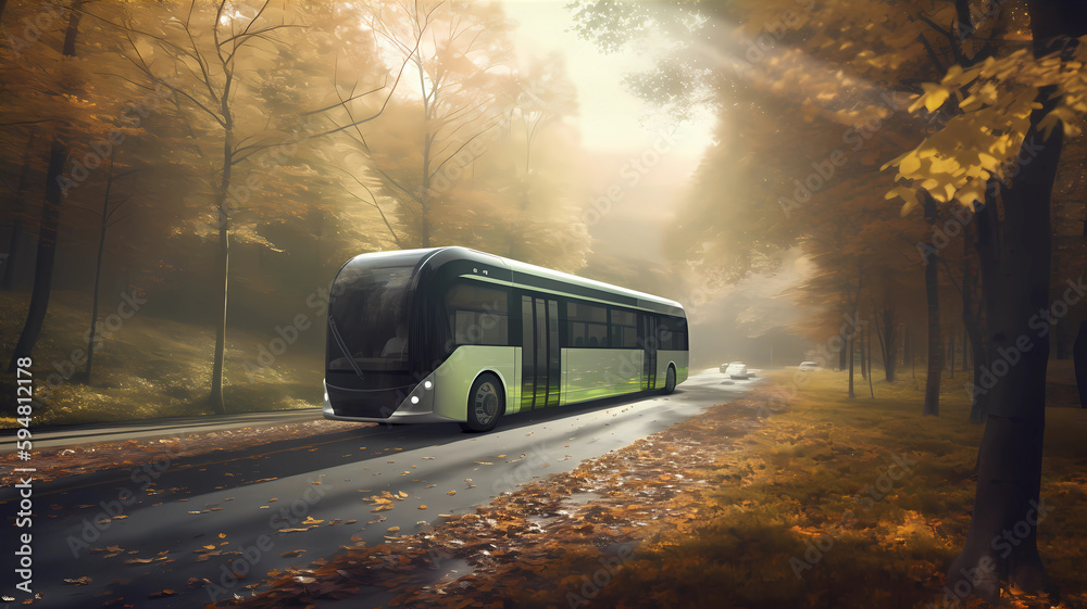 Future of rural autonomous mobility bus. Public transport across the ...