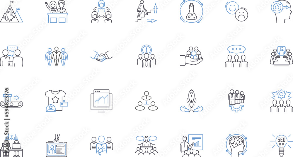 Consortium organization line icons collection. Collaboration ...