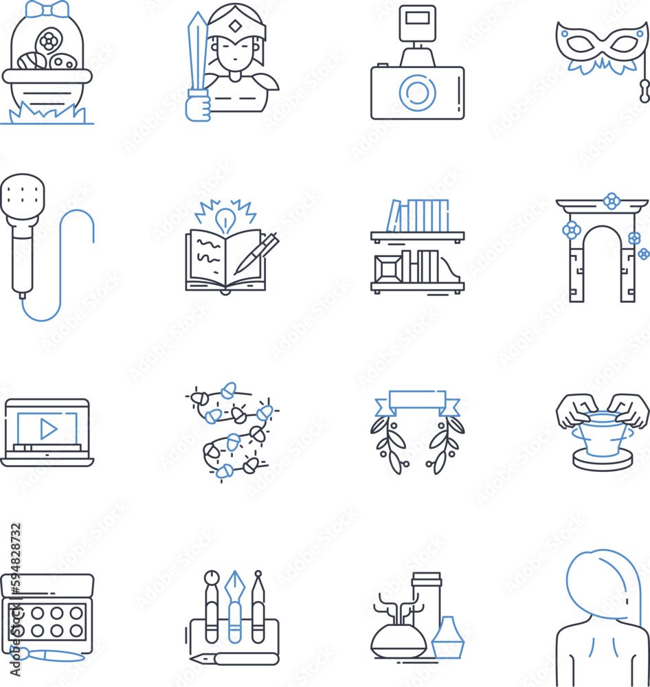 Vetor Strategic maneuver line icons collection. Tactic, Strategy ...