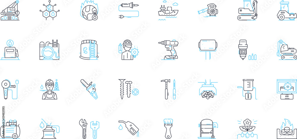 Vector de Stock Efficient planning linear icons set. Productivity ...