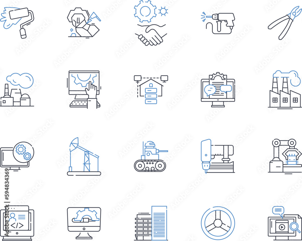 Constructor line icons collection. Blueprint, Hardhat, Framework ...