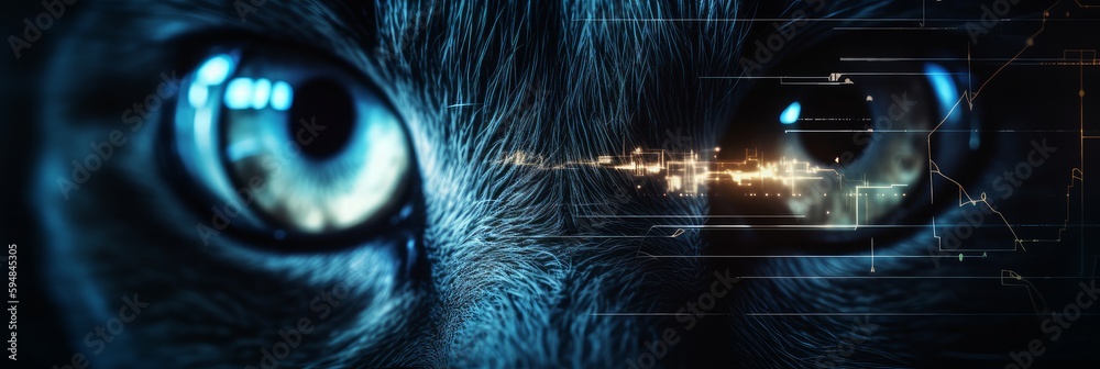 Cyber technology Cat's eye panel concept. Cat and AI futuristic concept ...