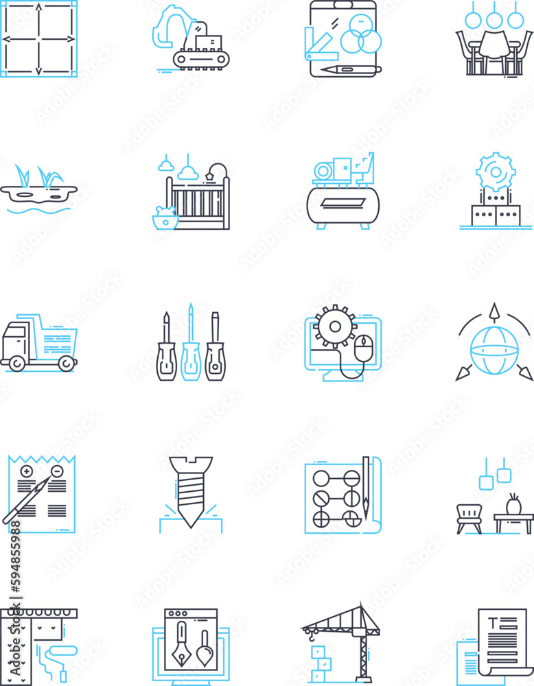 Building compnts linear icons set. Roofing, Flooring, Insulation ... Building compnts linear icons set. Roofing, Flooring, Insulation ...