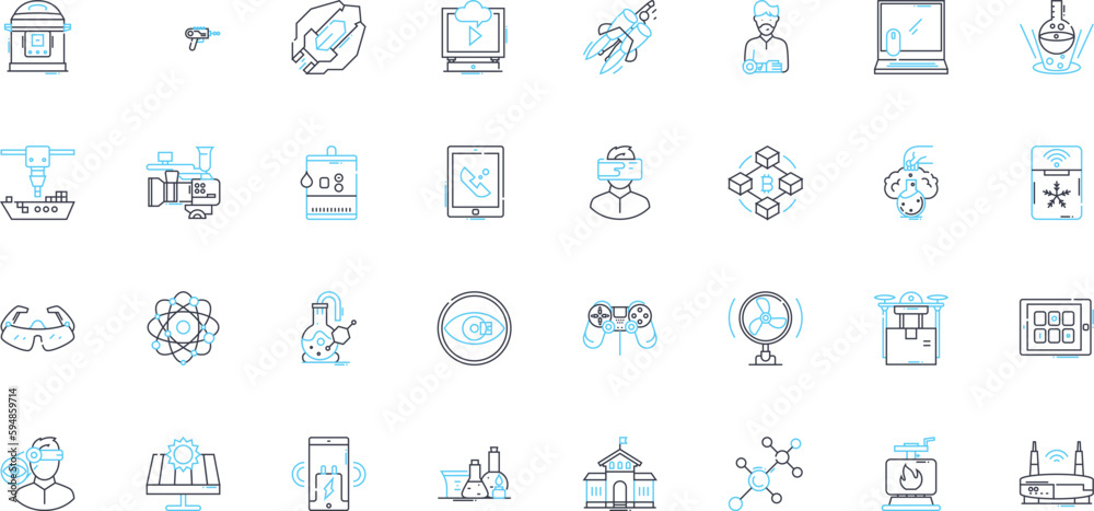 Synthetic biology linear icons set. Bioengineering, Genomics, Gene ...