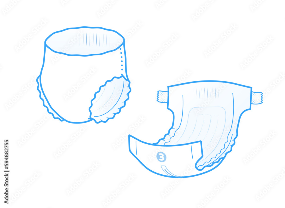 Detailed line diaper icon. Vector element isolated on white background ...