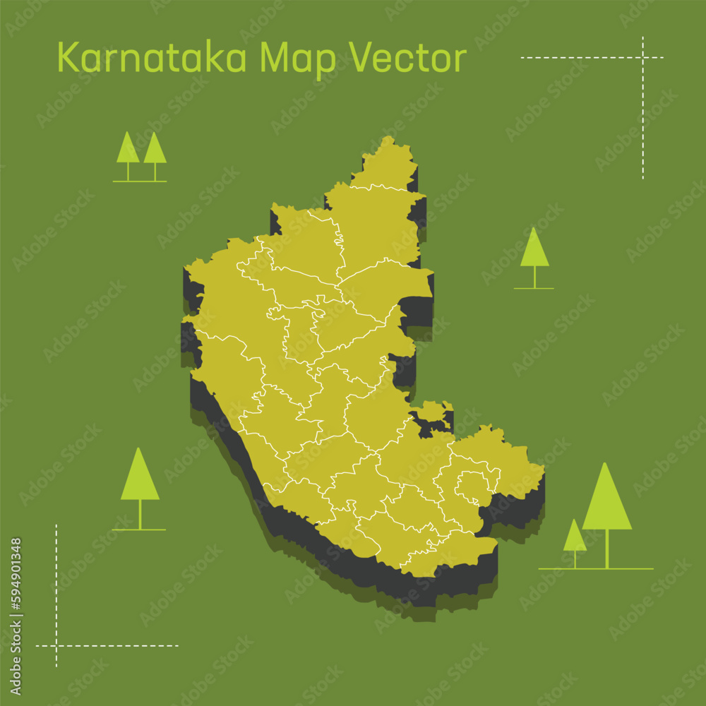 Detailed vector Karnataka map, Karnataka city map, Karnataka map ...