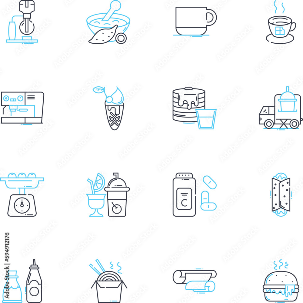 Food engineering linear icons set. Nutrition, Sensory, Processing ...