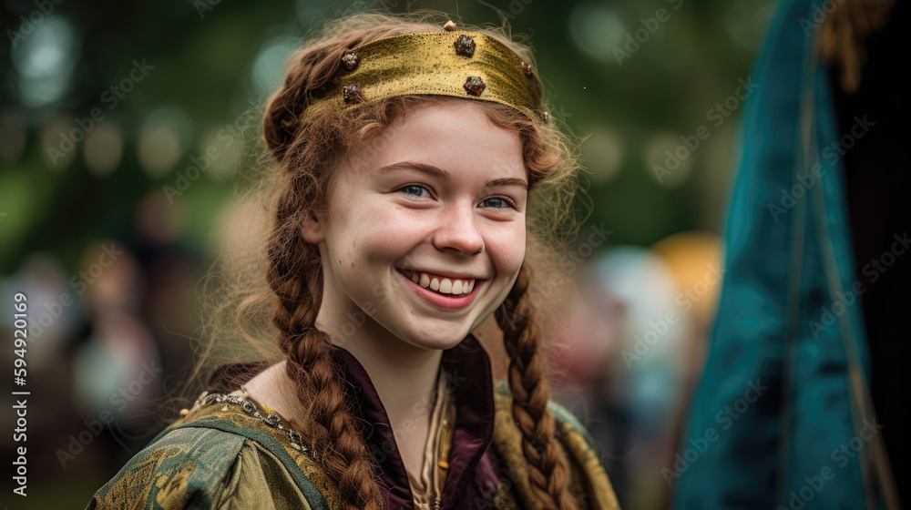 Beautiful Cute Teen Girl Wearing Renaissance Medieval Costume Outfit ...