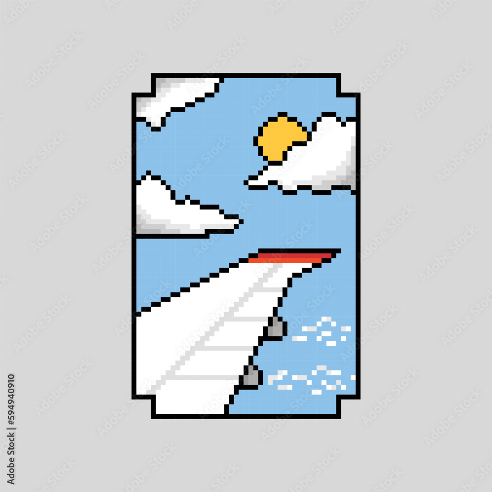airplane window view in the sky pixel art design Stock Vector | Adobe Stock