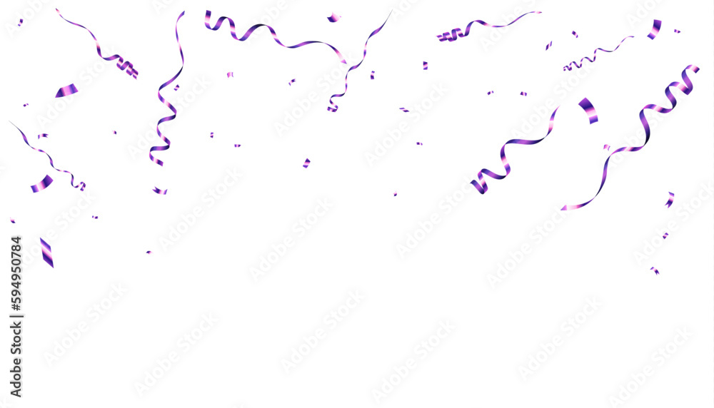 Purple confetti is falling. confetti, streamer, tinsel on a transparent ...