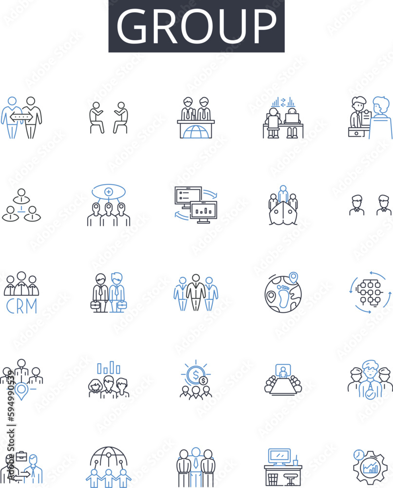 Group line icons collection. Pair, Crowd, Team, Class, Bunch, Company ...