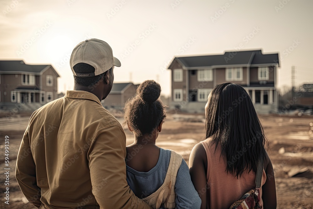 African American family with children looking at their new home ...