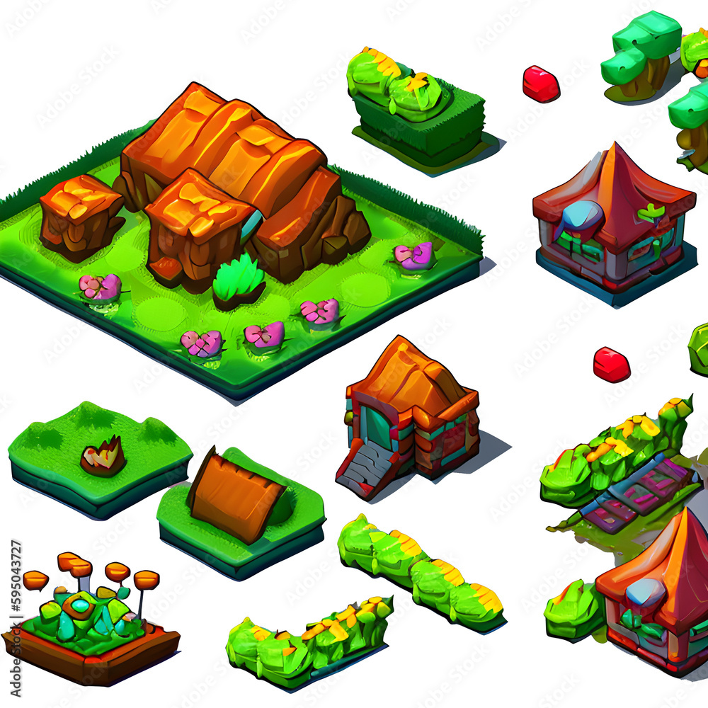 Isometric Props for Creating Worlds and Gaming Environments. Outline ...