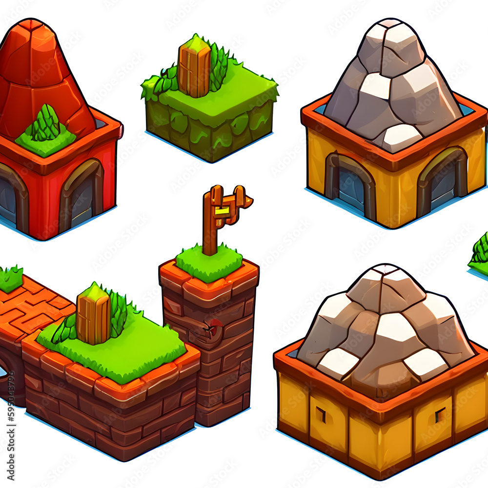 Isometric Props for Creating Worlds and Gaming Environments. Outline ...