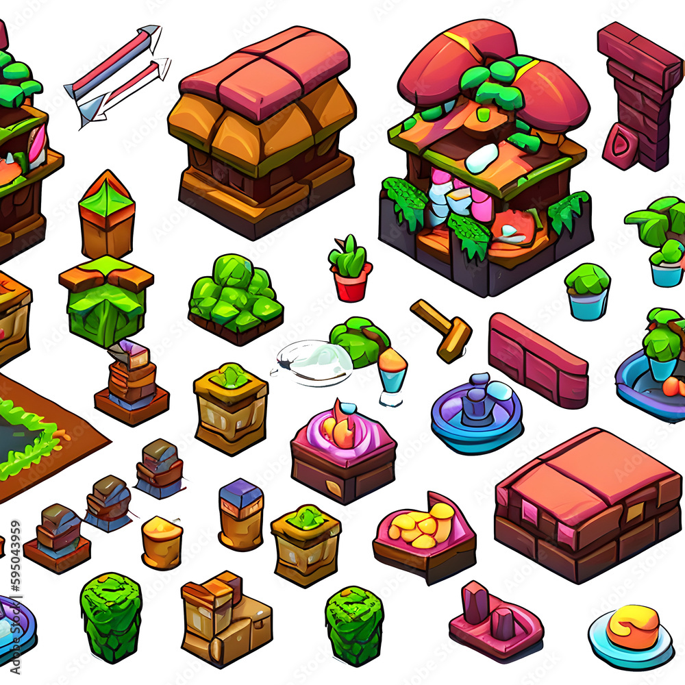 Isometric Props for Creating Worlds and Gaming Environments. Outline ...