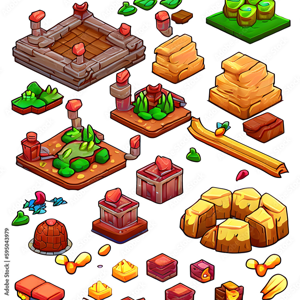 Isometric Props for Creating Worlds and Gaming Environments. Outline ...
