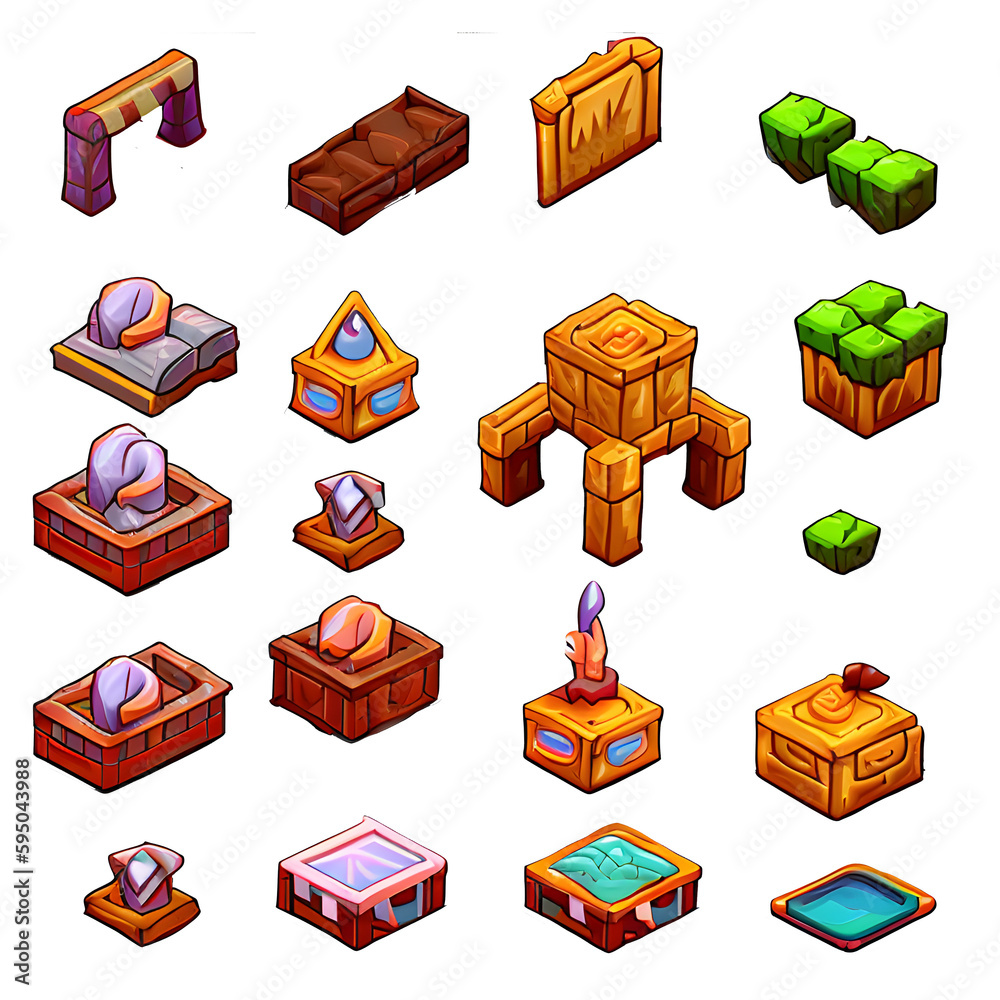 Isometric Props for Creating Worlds and Gaming Environments. Outline ...