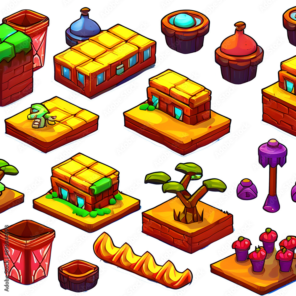 Isometric Props for Creating Worlds and Gaming Environments. Outline ...
