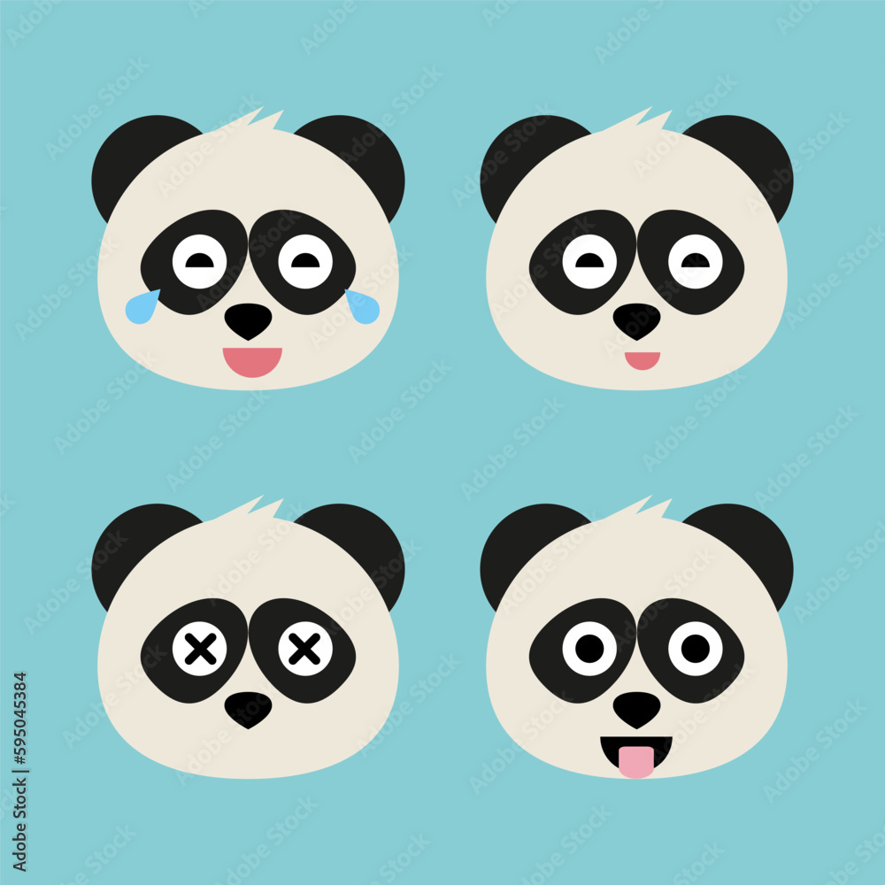 Panda emoji icon set. Emoji Messenger. Safari animal icons. Kawaii ...