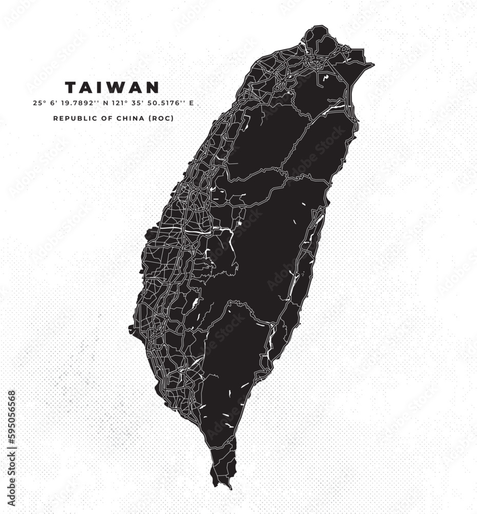 Taiwan - Republic of China (ROC) Map Vector Poster and Flyer Stock ...