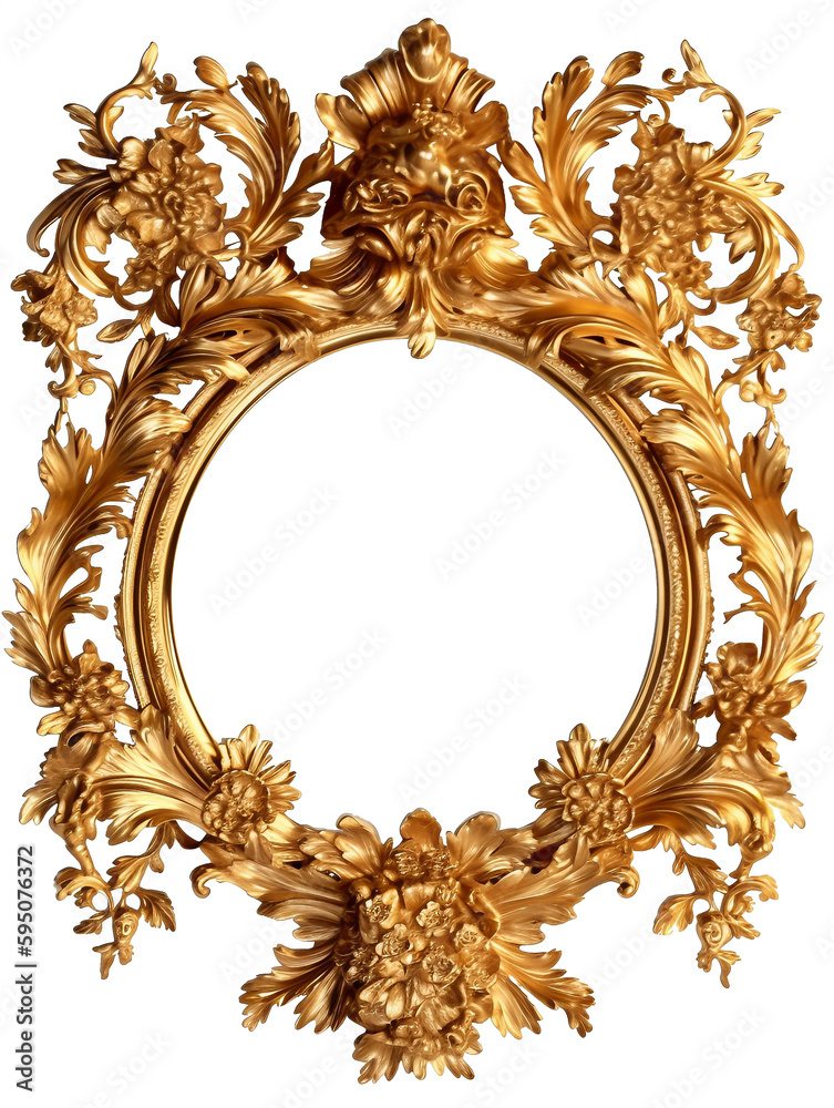Golden Frame Antique baroque old floral border classic photo isolate ...