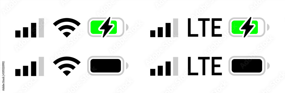 Signal, wifi, battery icon. Status bar symbol modern, simple, vector, icon for website design ...
