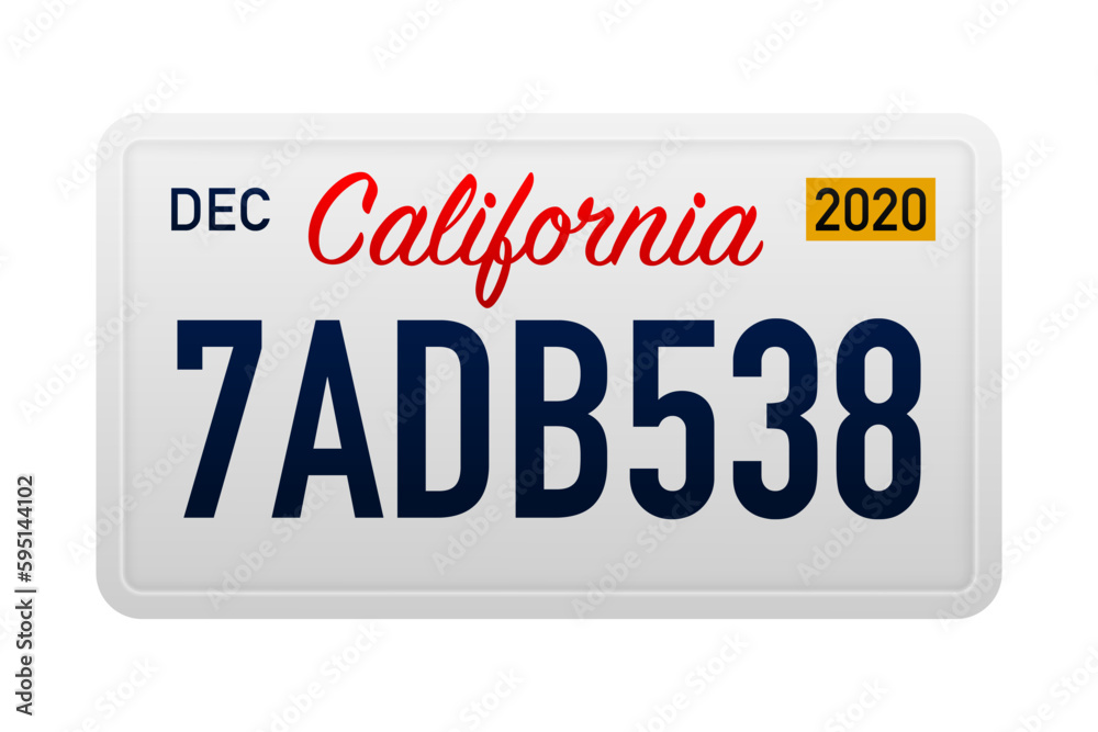 California s Car number in the United States of America. Marking of car ...