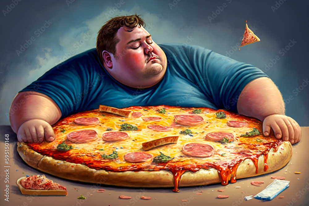 Cartoon Chubby Guy Eats Pizza Hungry Fantasy Unhealthy Funny Fat Guy Cartoon Chubby Guy Eats Pizza Hungry Fantasy Unhealthy Funny Fat Guy