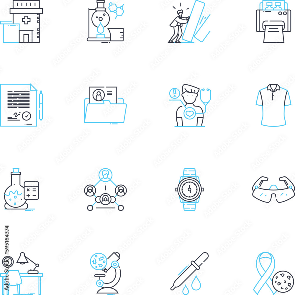Pharmacology linear icons set. Medications, Drugs, Pharmacokinetics ...