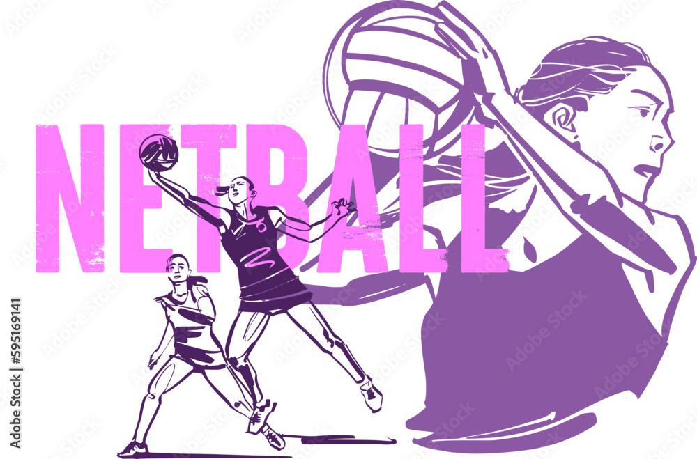 The netball player with ball in her hands Stock Vector | Adobe Stock