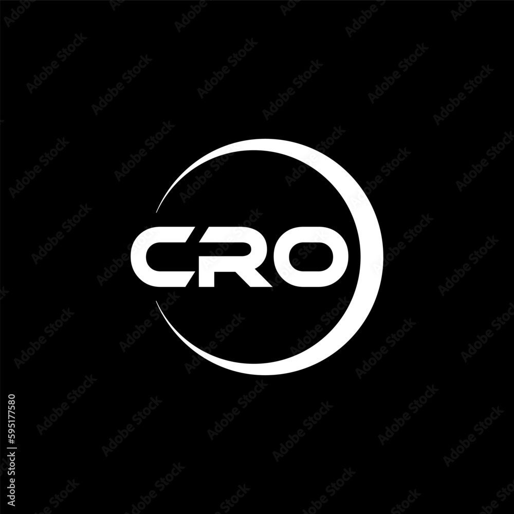 CRO letter logo design with black background in illustrator, cube logo ...