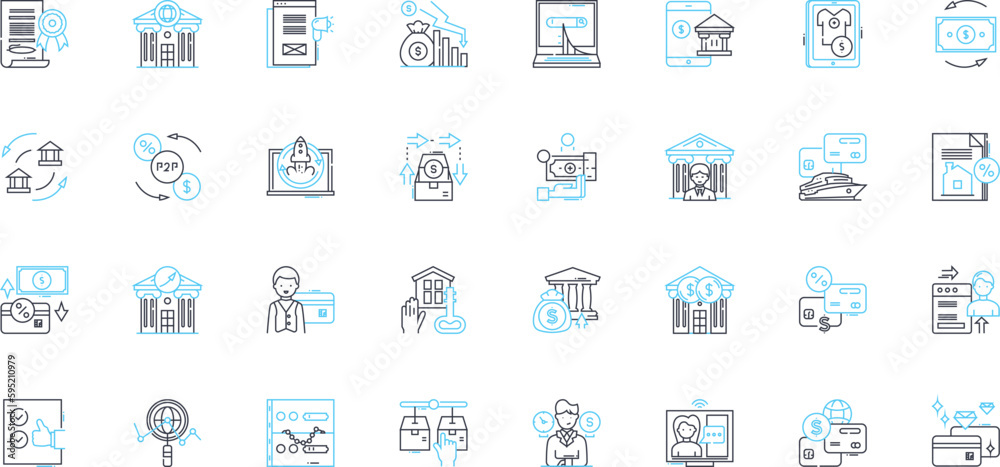 Vector de Stock Credit oversight linear icons set. Regulation ...