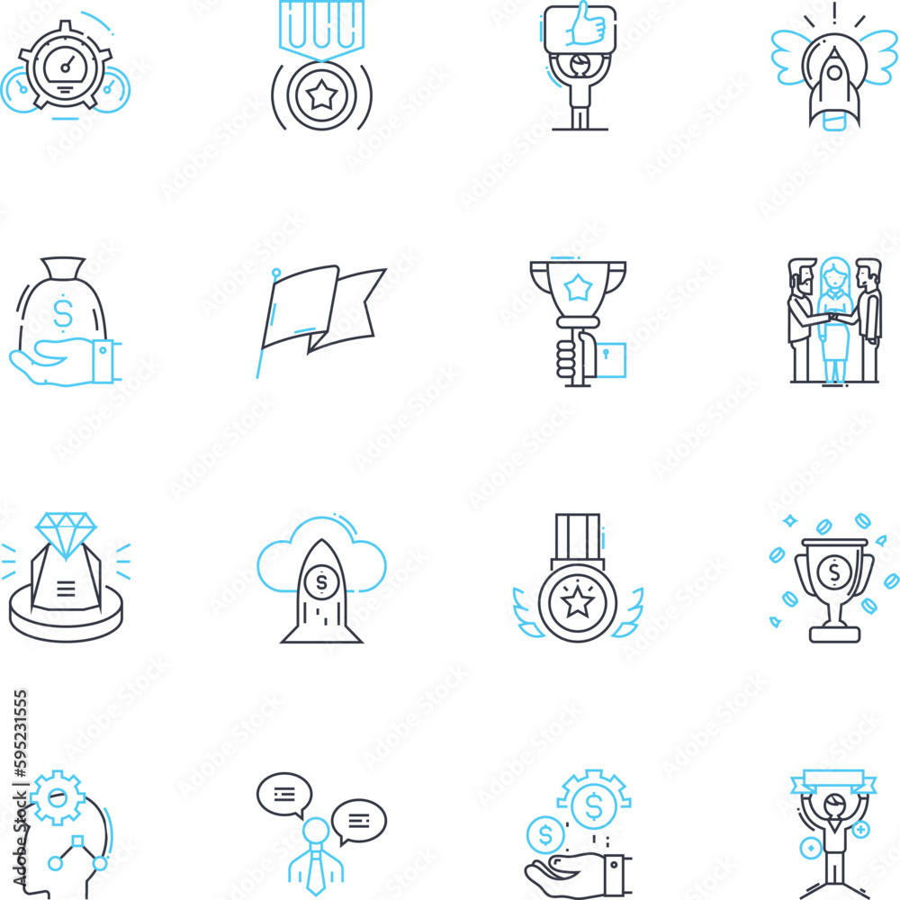 Research methodology linear icons set. Sampling, Survey, Quantitative ...