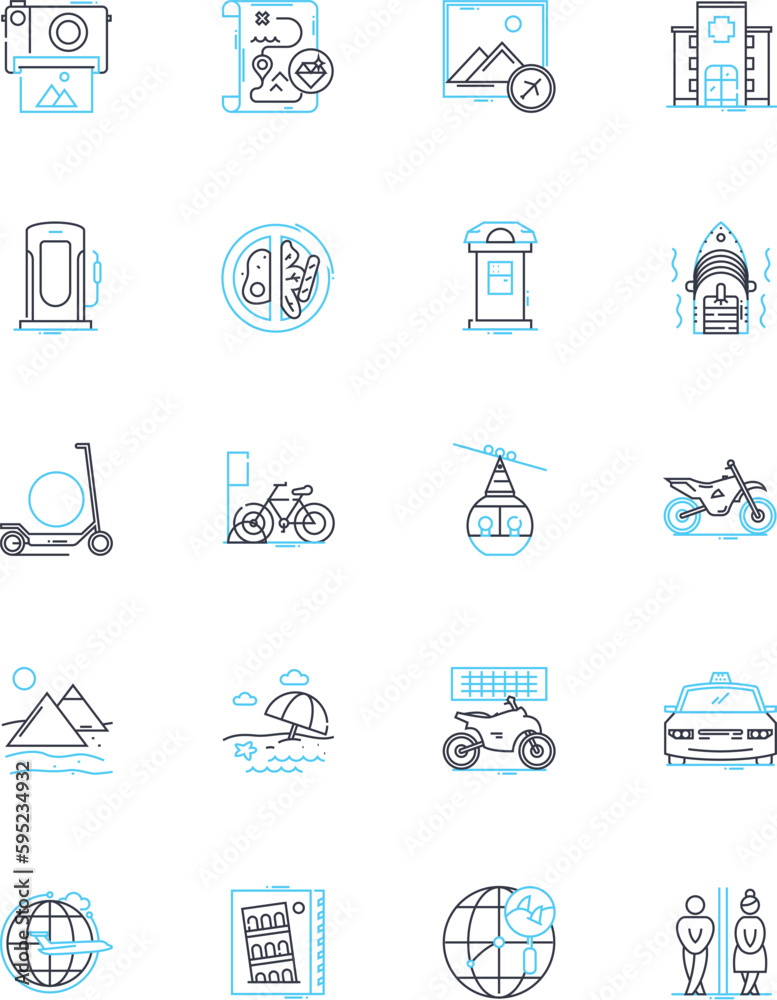 Rapid transit linear icons set. Subway, Train, Metro, Transit, Rail ...