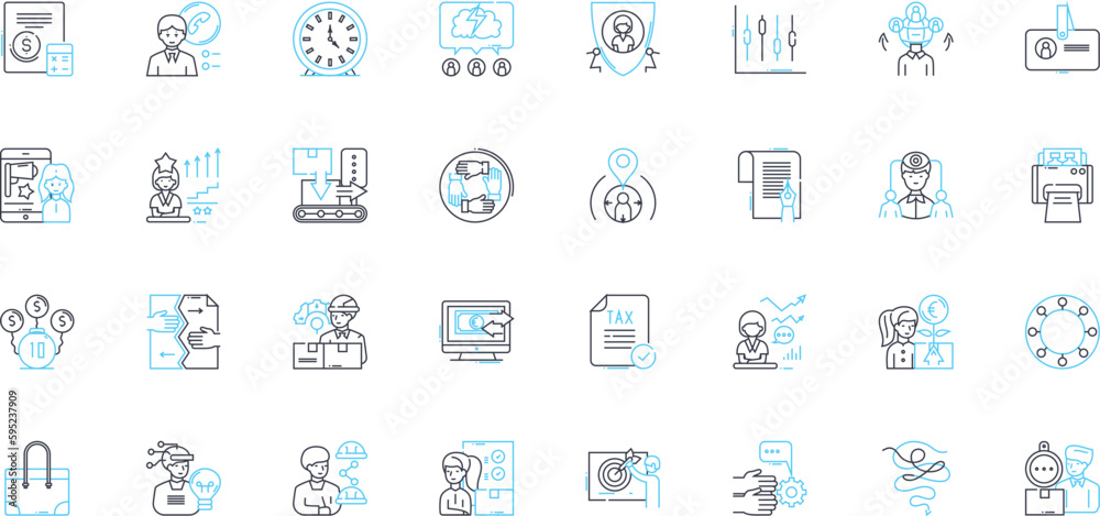 Record keeping linear icons set. Organization, Archiving, Storage ...