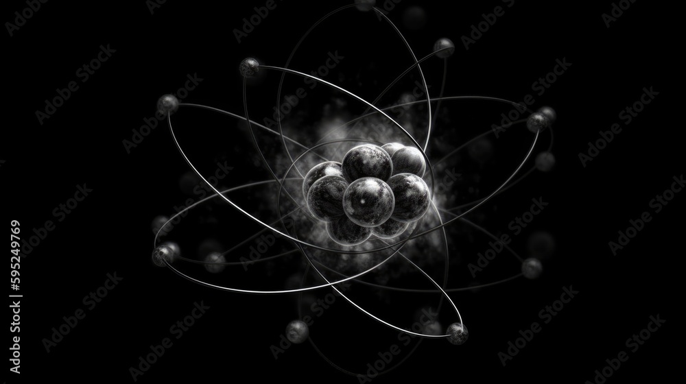 Ilustración de Stock Minimalist Atom Background: Simple Black and White ...