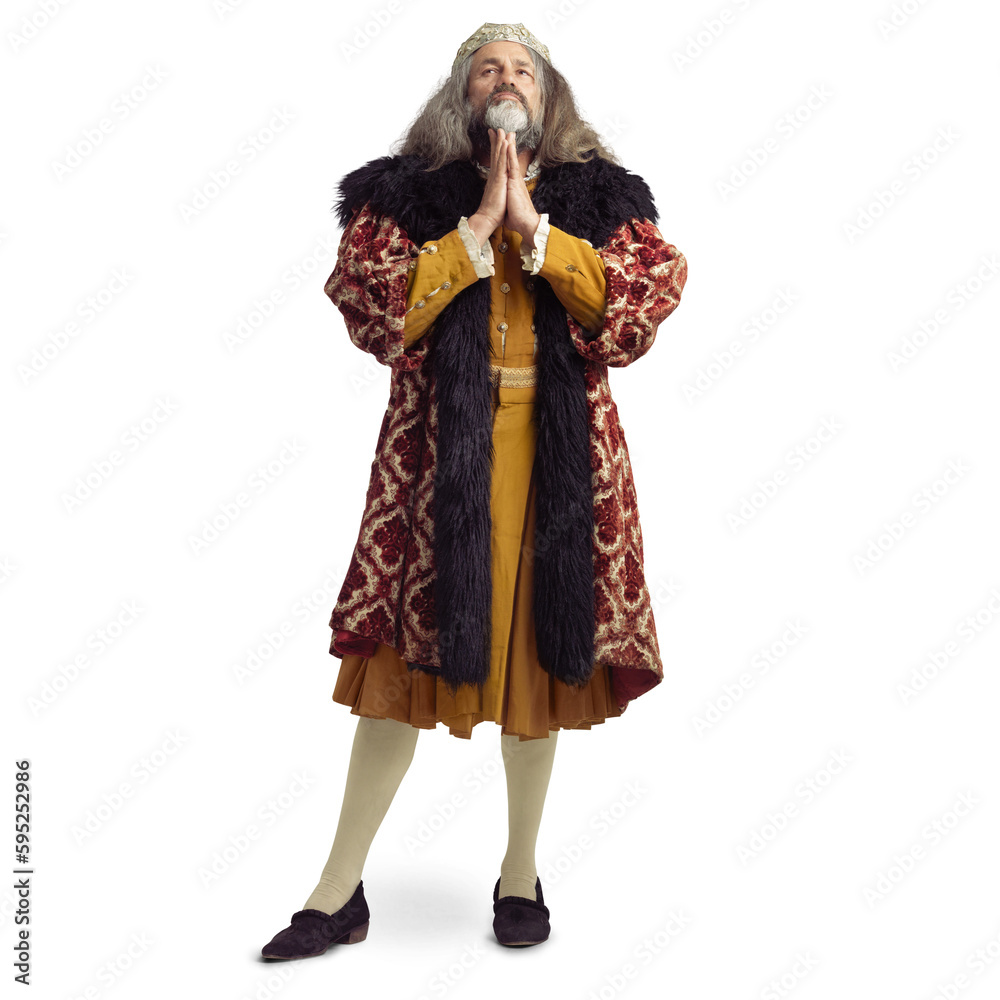 Thinking, medieval ruler and portrait of king on isolated, png and ...