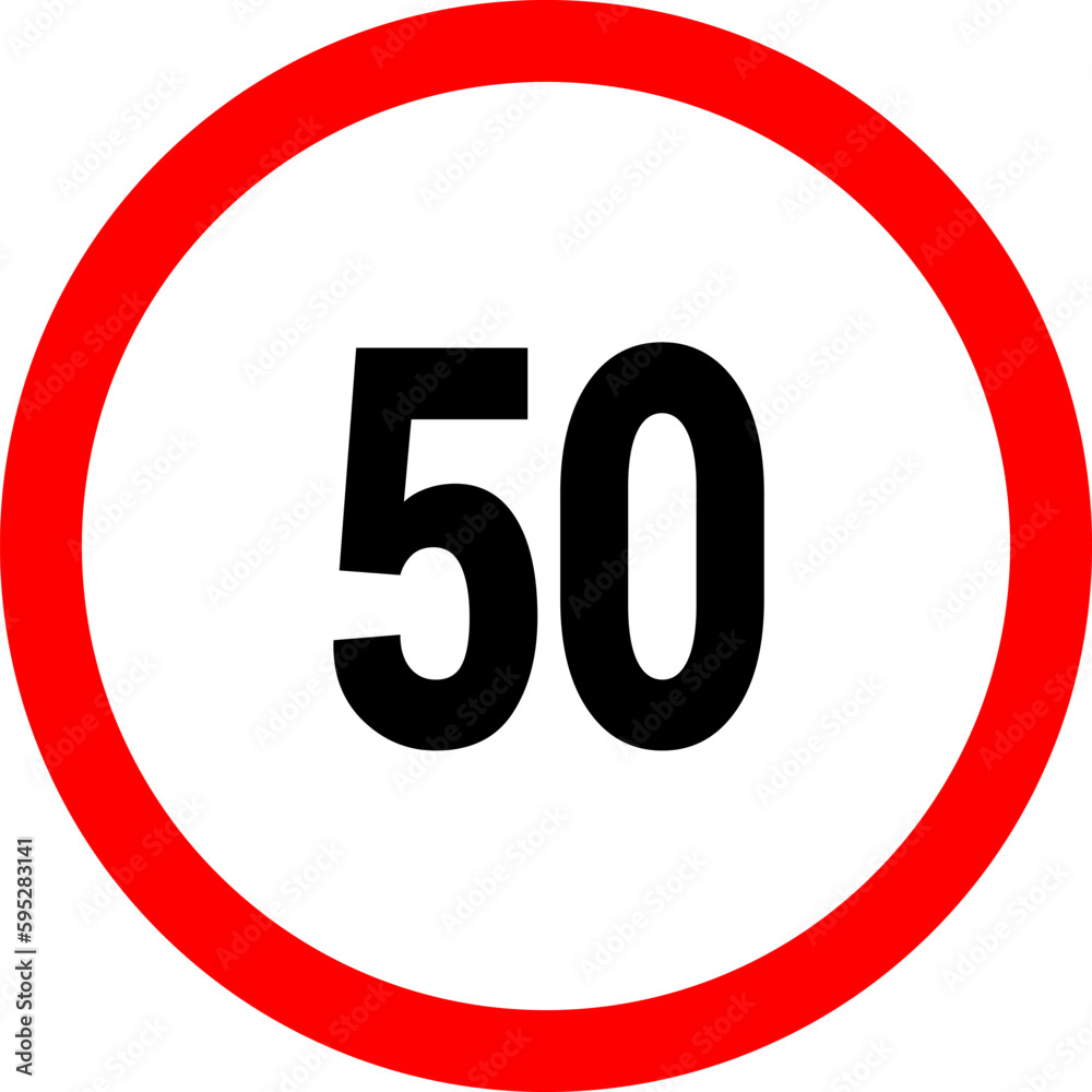 Speed limit icon sign. Set of red road signs of 10-200 kmh. Circle ...