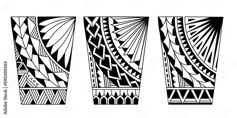 Wrap around arm polynesian tattoo set design. Pattern aboriginal samoan ...
