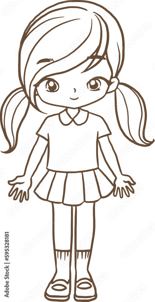 Girl reading book cartoon doodle kawaii anime coloring page cute ...