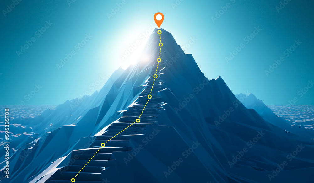 Goal to success for level up with pathway line or step route to ...