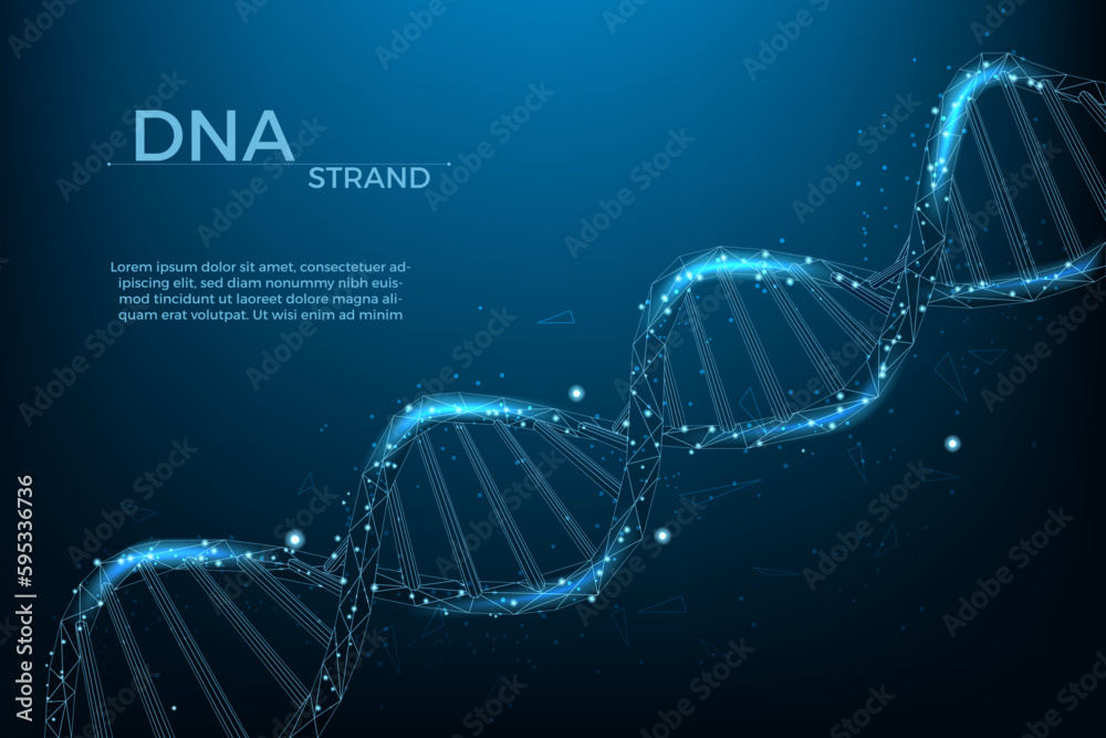 3d dna wireframe, health medicine banner template. Polygon helix ...