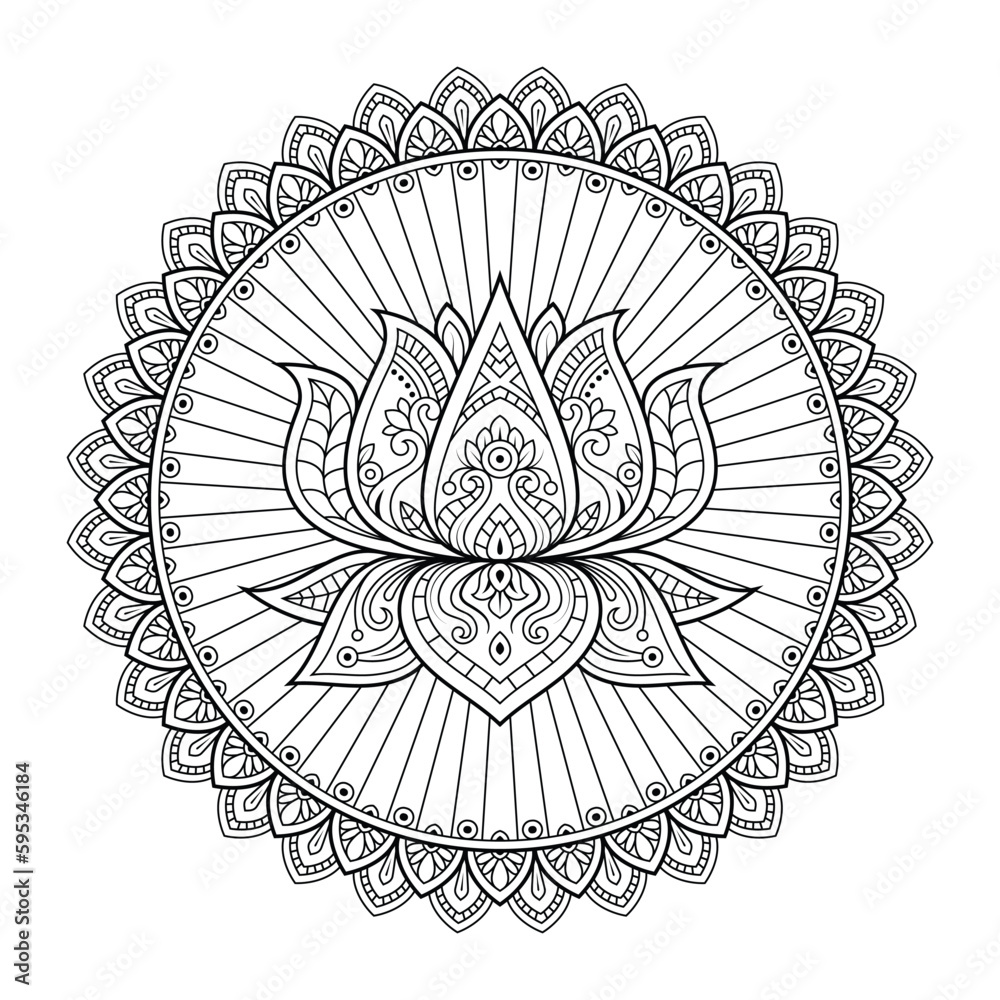 Lotus mandala illustration with Circular mandala border for decoration ...
