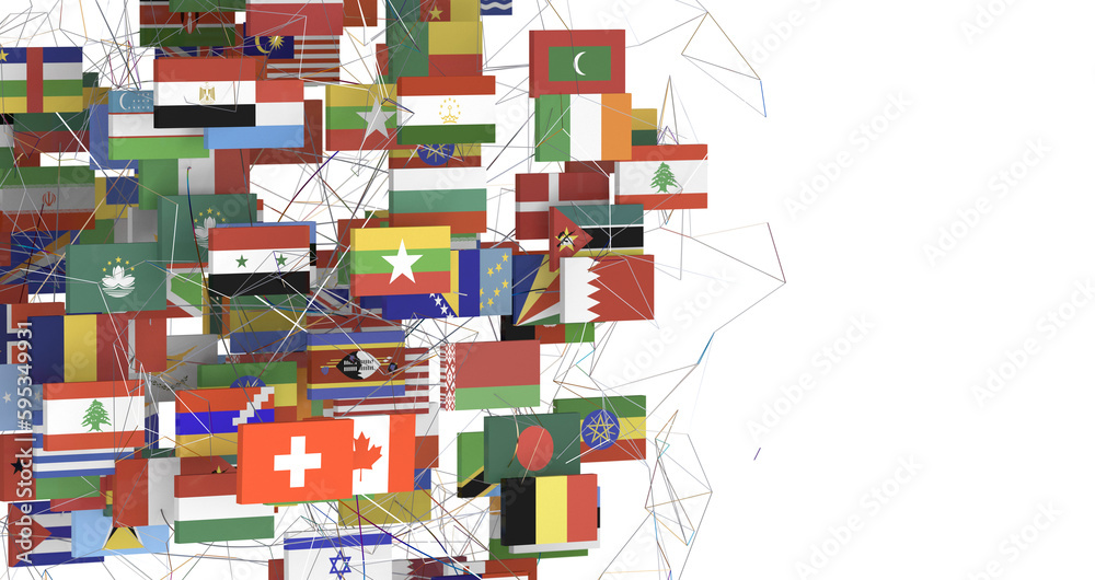 World map with all states and their flags Stock Illustration | Adobe Stock