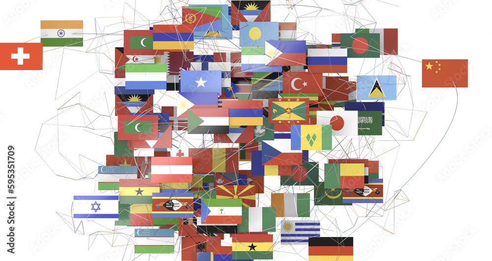 World map with all states and their flags Stock Illustration | Adobe Stock