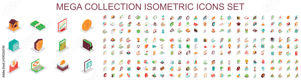 Mega set of vector isometric icons. Contains such Icons as SEO ...
