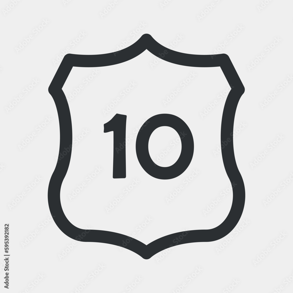 US 10 highway road. Travel inforamtion sign. Interstate highway shields ...